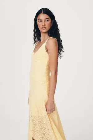 ROWIE Lorna Lace Midi Dress - Lemon