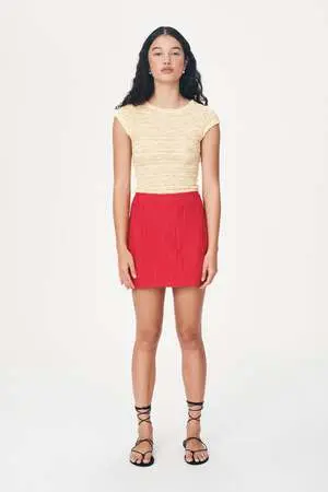 ROWIE Jole Silk Mini Wrap Skirt - True Red