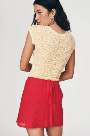 ROWIE Jole Silk Mini Wrap Skirt - True Red
