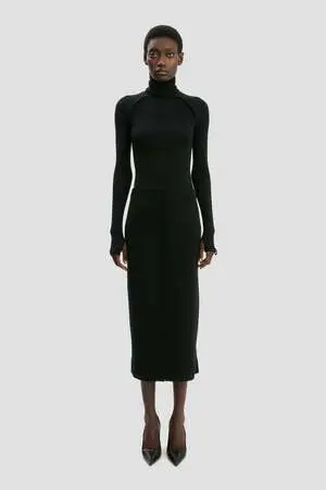 Victoria Beckham Button Midi Skirt - Black