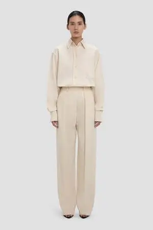 Victoria Beckham Wide Leg Trouser - Alabaster