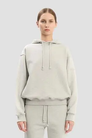 Victoria Beckham Logo Embroidered Hoodie - Grey Marl