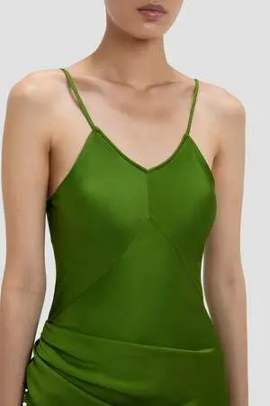 Victoria Beckham Draped Cami Floor-length Gown - Algae
