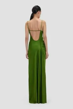 Victoria Beckham Draped Cami Floor-length Gown - Algae