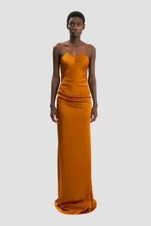 Victoria Beckham Draped Cami Floor-length Dress - Bronze