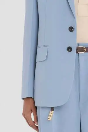 Victoria Beckham Wool Double Breasted Tailored Jacket - Ocean Mist