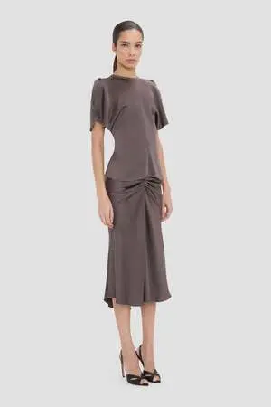 Victoria Beckham Bela Top In Crepe Back Satin - Grey