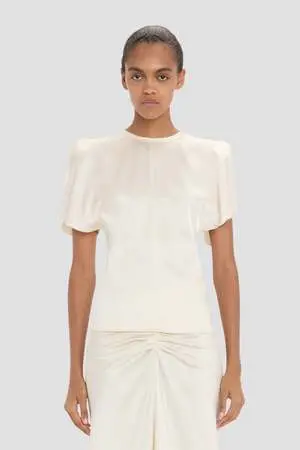 Victoria Beckham Bela Top In Crepe Back Satin - Ivory
