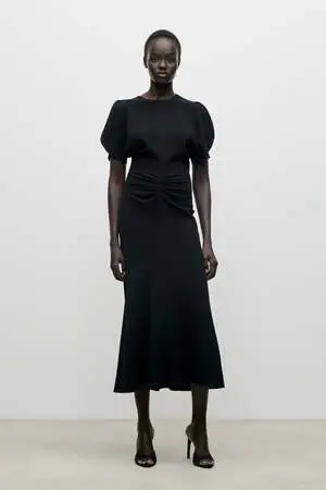 Victoria Beckham Bela Midi Dress - Black