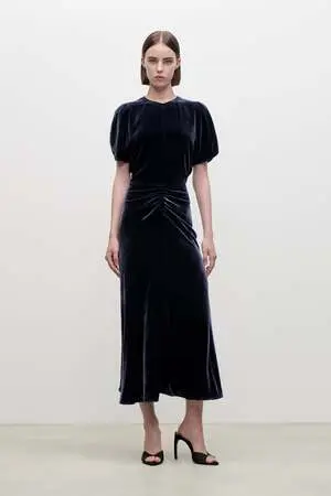 Victoria Beckham Bela Midi Dress - Navy