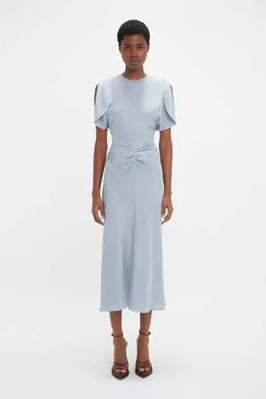 Victoria Beckham VICTORIA BECKHAM Bela Midi Dress Pebble