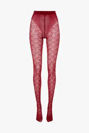 Victoria Beckham Monogram Lace Tights - Red