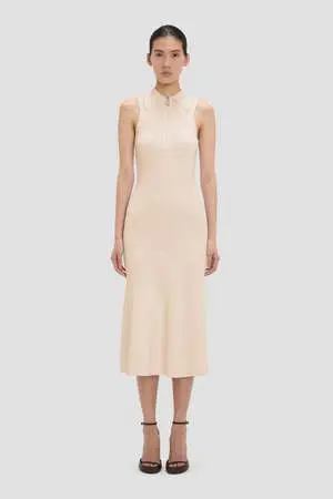 Victoria Beckham Mira Midi Dress - Sandstone