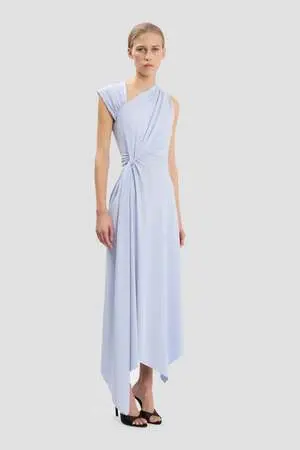Victoria Beckham Cap Sleeve Asymmetrical Midi Dress