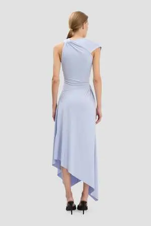 Victoria Beckham Cap Sleeve Asymmetrical Midi Dress