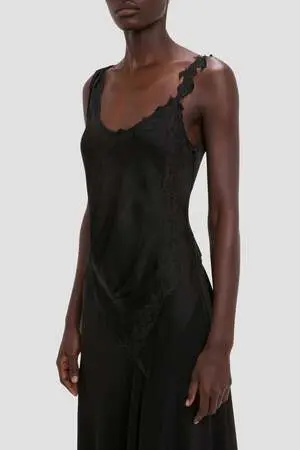 Victoria Beckham Lace Trimmed Crepe Back Satin Dress