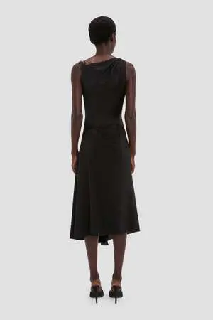 Victoria Beckham Lace Trimmed Crepe Back Satin Dress