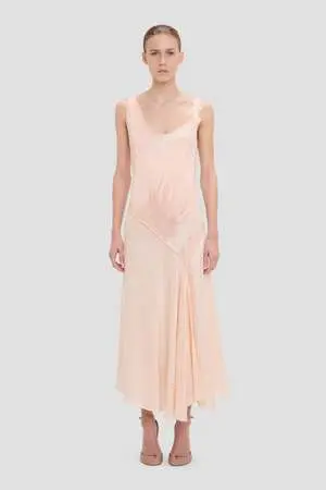 Victoria Beckham Lace Trim Crepe Back Satin Dress - Blossom