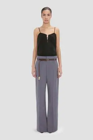 Victoria Beckham Victoria Beckham Straight Leg Folded Trouser Flint