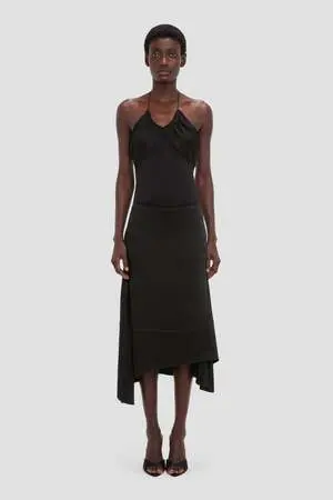 Victoria Beckham Asymmetric Midi Skirt - Black