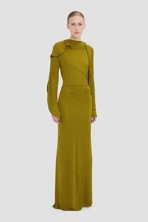 Victoria Beckham Closed Neck Drape Gown