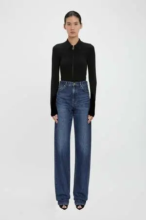 Victoria Beckham High Waist Jean - Mid Blue Wash