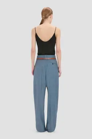 Victoria Beckham Curved Leg Trousers - Cloud Blue