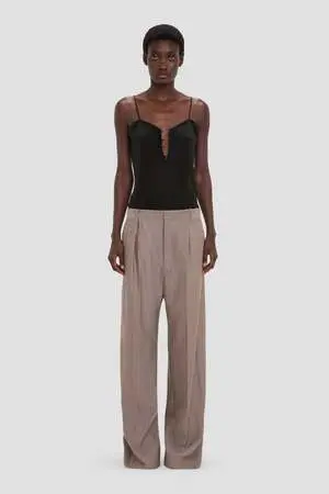Victoria Beckham Pleated Waist Trouser - Limestone