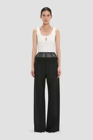 Victoria Beckham Sheer Panel Trouser - Black