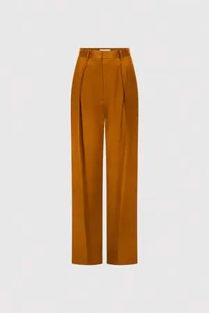 Victoria Beckham Cecilia Wide Leg Trousers Abstract Earth Beige - Bronze