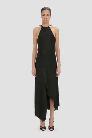 Victoria Beckham Halter Neck Midi Dress - Black
