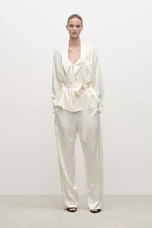 Victoria Beckham Alba Printed Silk Wrap Blouse - Ivory