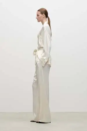 Victoria Beckham Alba Printed Silk Wrap Blouse - Ivory