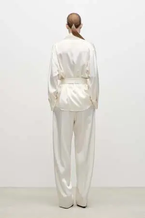 Victoria Beckham Alba Printed Silk Wrap Blouse - Ivory