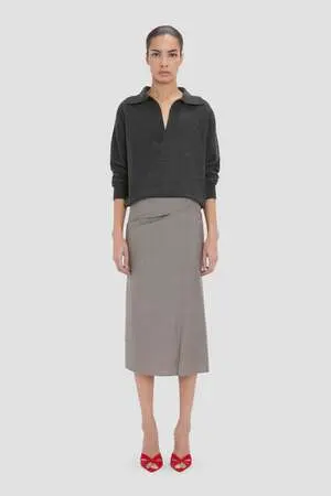 Victoria Beckham Pressed Tailored Midi Skirt - Ore