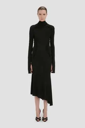 Victoria Beckham High Neck Midi Dress - Black
