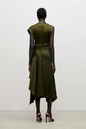 Victoria Beckham High Neck Midi Dress - Green