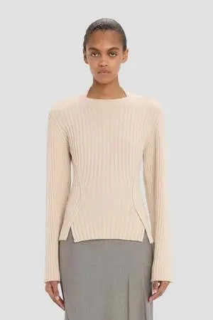 Victoria Beckham Ribbed Jumper - Beige