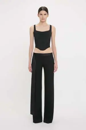 Victoria Beckham Satin Waistband Trouser - Black