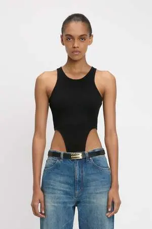 Victoria Beckham High Leg Bodysuit - Black