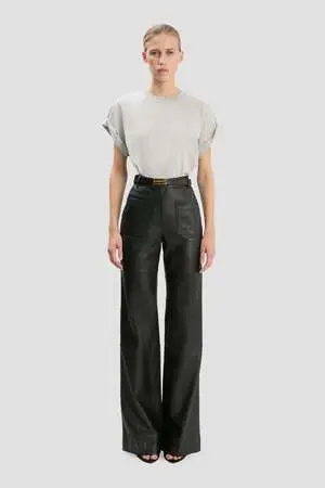 Victoria Beckham Alina Leather Trousers - Black