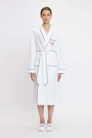 Victoria Beckham Piping Detail Pyjama Robe - White