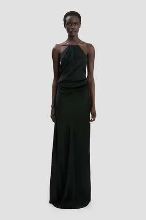 Victoria Beckham Chain Halter Gown - Black