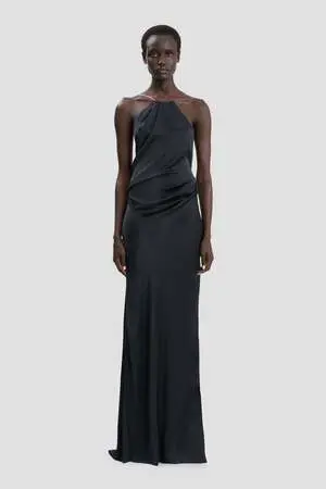 Victoria Beckham Chain Halter Gown - Navy