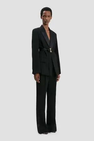 Victoria Beckham Belted Tailored Jacket - Black