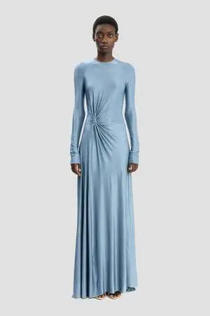 Victoria Beckham Twist Waist Gown - Stone