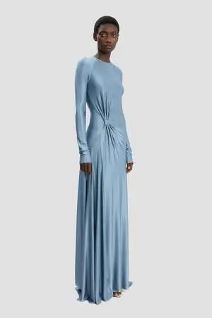 Victoria Beckham Twist Waist Gown - Stone