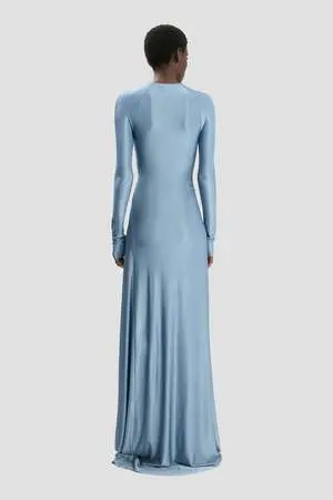 Victoria Beckham Twist Waist Gown - Stone