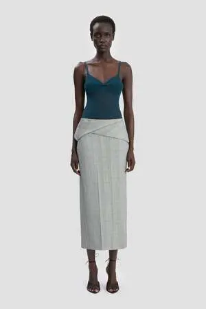 Victoria Beckham Wrap Skirt - Blue-grey Check