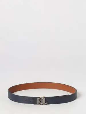 Ralph Lauren Leather Reversible Belt With Monogram Buckle - Blue
